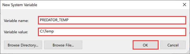 How to Create Predator PDM Environment Variable